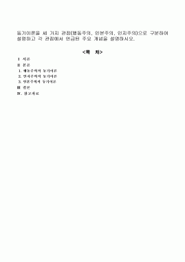 동기이론을 세가지 관점(행동주의, 인본주의, 인지주의)으로 구분하여 설명하고 각 관점에서 언급된 주요 개념을 설명-1페이지