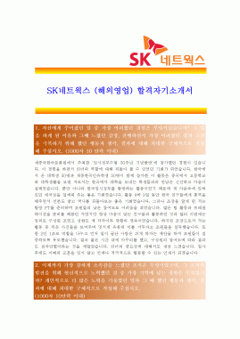 [ SK네트웍스 - 해외영업 ]합격 자기소개서,SK네트웍스영업자기소개서자소서,SK네트웍스영업자소서자기소개서,SK네트웍스영업자기소개서샘플,SK네트웍스영업자기소개서예문,자기소개서자소서,자기소개서-1페이지