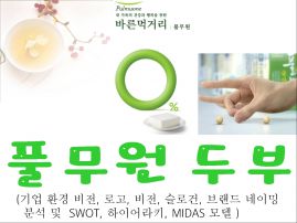 풀무원 두부(기업 환경 비전, 로고, 비전, 슬로건, 브랜드 네이밍 분석 및  SWOT, 하이어라키, MIDAS 모델)-1페이지