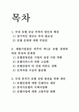 국내 호텔 산업의 구조의 특성과 문제점-1페이지