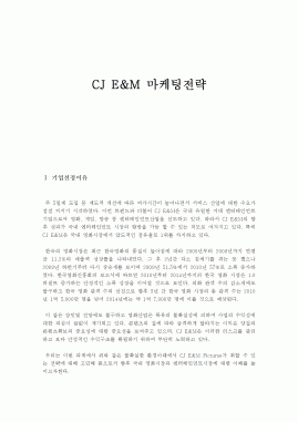 CJ E&M 기업분석및 마케팅전략 제안과 환경분석,나의견해-1페이지