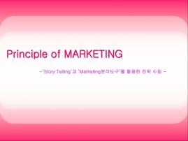 Principle of MARKETING -‘Story Telling(스토리텔링)’과 ‘Marketing(마케팅)분석도구’를 활용한 전략 수립 --1페이지