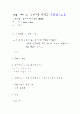 특정 회사에 역량 모델을 조사하고, 그것이 인적자원 개발 분야에 어떻게 활용되는지 확인해 보시오.-1페이지