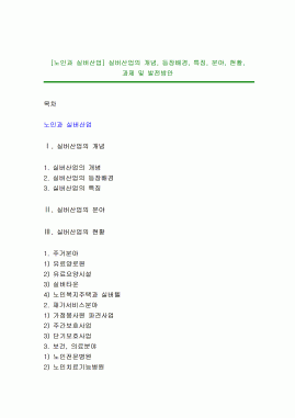 [노인과 실버산업] 실버산업의 개념, 등장배경, 특징, 분야, 현황, 과제 및 발전방안-1페이지