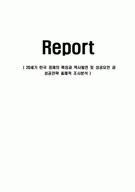 20세기 한국 경제의 특징과 역사발전 및 성공요인 과 성공전략 총체적 조사분석-1페이지