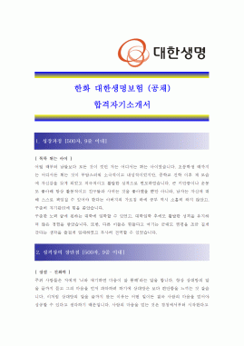 [ (한화)대한생명보험 - 공채 ]합격 자기소개서 자소서, 대한생명보험 자기소개서 자소서, 대한생명보험 자기소개서 샘플, 대한생명보험 합격 자기소개서, 대한생명보험 자기소개서, 자기소개서, 직업 자기소개서-1페이지