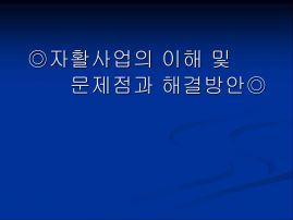 자활사업의 이해 및 문제점과 해결방안-1페이지