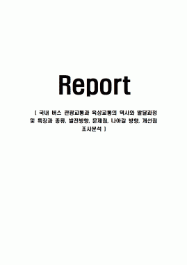 국내 버스 관광교통과 육상교통의 역사와 발달과정 및 특징과 종류, 발전방향, 문제점, 나아갈 방향, 개선점 조사분석-1페이지