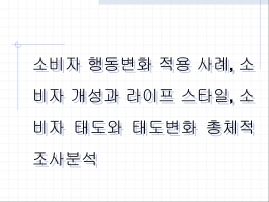 소비자 행동변화 적용 사례, 소비자 개성과 라이프 스타일, 소비자 태도와 태도변화 총체적 조사분석-1페이지