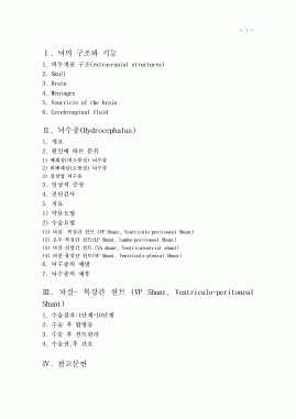 뇌수종(Hydrocephalus)과 V-P shunt 수술-1페이지