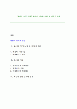 [예산의 성격 유형] 예산의 기능과 유형 및 실무적 문제-1페이지