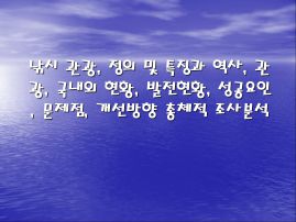 낚시 관광, 정의 및 특징과 역사, 관광, 국내외 현황, 발전현황, 성공요인, 문제점, 개선방향 총체적 조사분석-1페이지