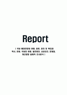 국내 해양전망대 현황, 종류, 정의 및 특징과 역사, 관광, 국내외 현황, 발전방안, 성공요인, 문제점, 개선방향 총체적 조사분석-1페이지