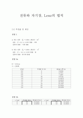 (결과) 전류와 자기장, Lenz의 법칙-1페이지