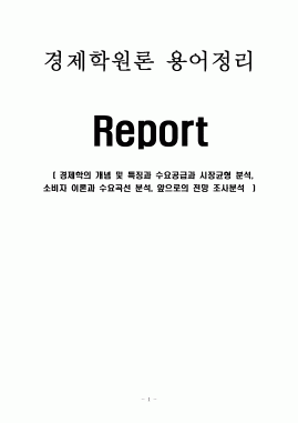 경제학의 개념 및 특징과 수요공급과 시장균형 분석,  소비자 이론과 수요곡선 분석, 앞으로의 전망 조사분석-1페이지