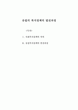 유럽의 복지정책의 발전과정-1페이지