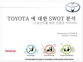 TOYOTA(토요타/도요타) 에 대한 SWOT 분석 (기술선도를 통한 친환경 TOYOTA)-1페이지