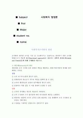 사회복지조직화의 원리 & 조직구조의 형태-1페이지