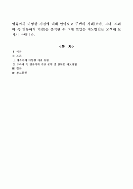 영유아의 다양한 기질에 대해 알아보고 주변의 사례(조카,자녀, 드라마속 영유아의 기질)를 분석한 후 그에 알맞는 지도방법을 모색해 보시기바랍니다-1페이지