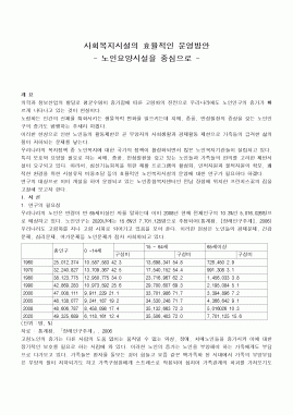 [사회복지실천론] 사회복지시설의 효율적인 운영방안 - 노인요양시설을 중심으로-1페이지