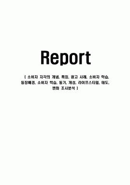 소비자 지각의 개념, 특징, 광고 사례, 소비자 학습, 등장배경, 소비자 학습, 동기, 개성, 라이프스타일, 태도, 변화 조사분석-1페이지