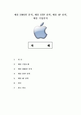 애플(Apple) SWOT 분석, 애플 STP 전략, 애플 4P 전략, 애플 기업분석 - 애플 기업분석-1페이지