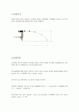 [일반물리실험] 포사체 운동 - 중력을 바탕 포물선 운동하는 포사체의 운동을 수평방향과 수직방향의 운동으로 나누어서 다루고 위치에너지와 운동에너지의 보존을 이해한다-1페이지