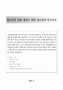 [사회복지조사론]청소년 문화에 대한 욕구조사 설문지, 청소년 욕구조사 설문지-1페이지