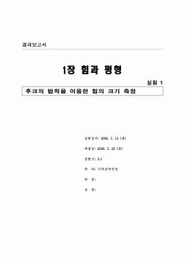 실험 1. 후크의 법칙 결과 보고서-1페이지