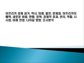 아프리카 경제 과거, 역사, 미래, 발전, 문제점, 아프리카의 매력, 새로운 바람, 현황, 정책, 경제적 효과, 관리, 역할, 시사점, 미래 전망, 나아갈 방향, 조사분석-1페이지