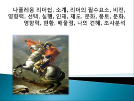 나폴레옹 리더쉽, 소개, 리더의 필수요소, 비전, 영향력, 선택, 실행, 인재, 제도, 문화, 풍토, 문화, 영향력, 현황, 배울점, 나의 견해, 조사분석-1페이지