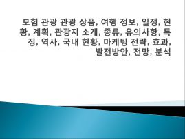 모험 관광 상품, 스쿠버 다이빙, 정보, 일정, 현황, 계획, 관광지 소개, 종류, 유의사항, 특징, 역사, 국내 현황, 마케팅 전략, 효과, 발전방안, 전망, 분석-1페이지