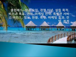 클럽매드, 성공 요인, 경영 이념, 설립 목적, 비전과 목표, 연혁, 마케팅 전략, 특별한 서비스 마인드, 정보, 현황, 특징, 마케팅 효과, 전망, 분석-1페이지