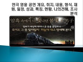 연극 영웅 공연 개요, 취지, 내용, 형식, 재원, 일정, 성과, 특징, 현황, 나의견해, 조사분석-1페이지