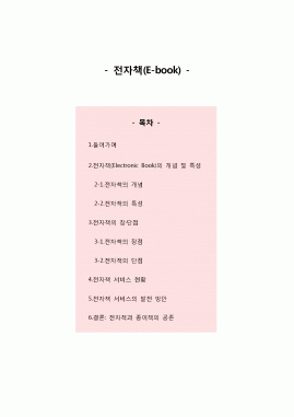 전자책(E-book)의 개념, 특징, 전자책의 장단점 및 전자책 서비스의 발전 방안-1페이지