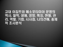 고대 이집트와 메소포타미아 문명의 역사, 철학, 생애, 영향, 특징, 현황, 관리, 역할, 기법, 시사점, 나의견해, 총체적 조사분석-1페이지