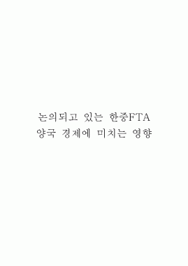 논의되고 있는 한중FTA  양국 경제에 미치는 영향-1페이지