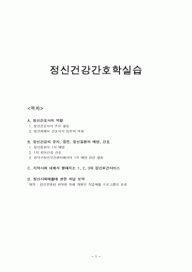 정신건강간호학실습 - 1 2 3차 정신보건 서비스-1페이지