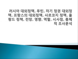 러시아 대외정책, 푸틴, 차기 정권 대외정책, 프랑스의 대외정책, 사르코지 정책, 올랑드 정책, 전망, 영향, 역할, 시사점, 총체적 조사분석-1페이지