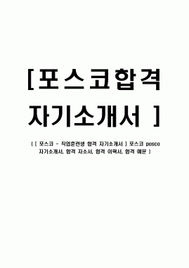 [ 포스코 - 직업훈련생 합격 자기소개서 ] 포스코 posco 자기소개서, 합격 자소서, 합격 이력서, 합격 예문-1페이지