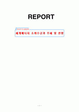 [에너지시스템공학] 세계에너지 소비 수급과 추세 및 전망-1페이지