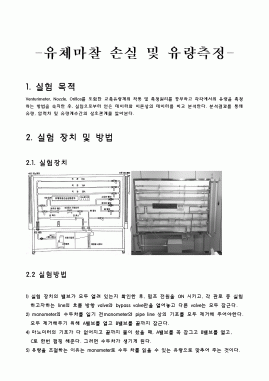 [실험보고서] 유체마찰 손실 및 유량측정-1페이지