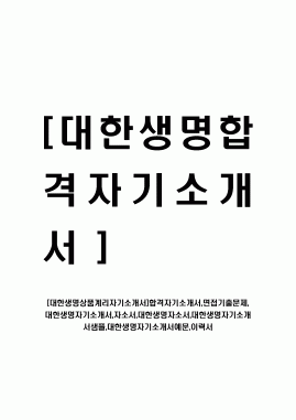 [대한생명상품계리자기소개서]합격자기소개서,면접기출문제, 대한생명자기소개서,자소서,대한생명자소서,대한생명자기소개서샘플,대한생명자기소개서예문,이력서-1페이지