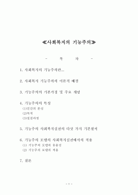 사회복지의 기능주의 -1페이지