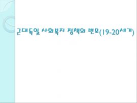 근대독일 사회복지 정책의 변모 변모(19-20세기) -1페이지