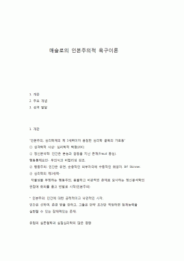 매슬로우의 인본주의적 욕구이론-1페이지