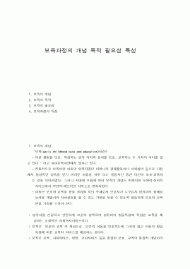 보육과정의 개념 목적 필요성 특성-1페이지