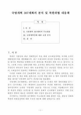 국방개혁 307계획의 분석 및 북한위협 대응책-1페이지