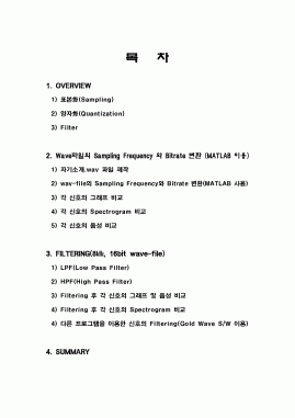 Matlab을 이용한 wave파일의 Sampling Frequency, Bitrate의 변화 및 필터링-1페이지