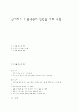 성교육의 기본내용과 연령별 교육 내용-1페이지